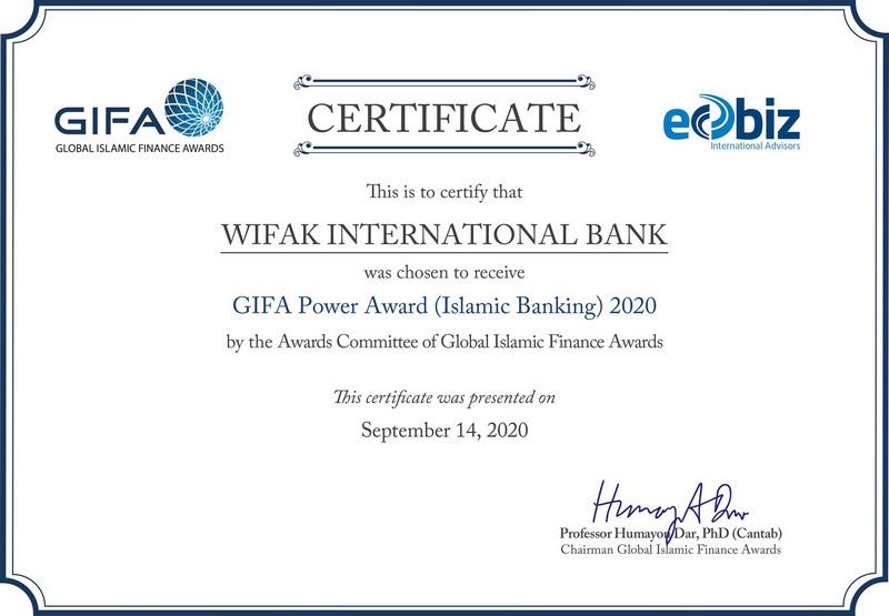 Wifak Bank, lauréate du Prix "GIFA Power Award (Islamic Banking) 2020 ...